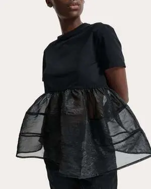 Cecilie Bahnsen David Jersey Liquid Myrtia Peplum T-shirt
