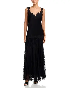 Kobi Halperin Lace Trimmed Maxi Dress - Black