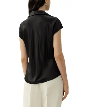 Lilysilk Bias Cut Cap-sleeve Silk Shirt - Black