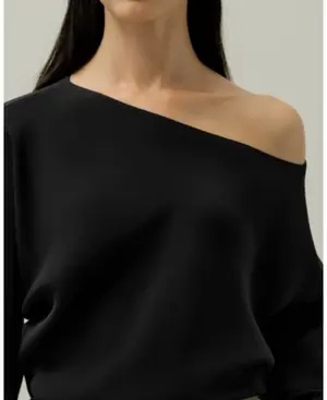 Lilysilk Long Sleeve Gathered Silk Top - Black