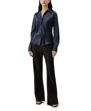 Lilysilk Bias Cut Silk Shirt - Navy Blue