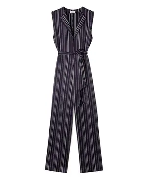 Lilysilk Striped Charmeuse Jumpsuit