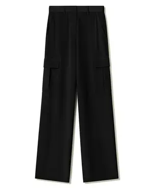 Lilysilk Silk Crepe Cargo Pant - Black