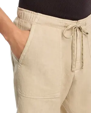Bloomingdale'S Solid Linen Elastic Waist Shorts - Khaki