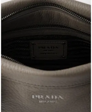 Prada Leather Tote Bag - Grey