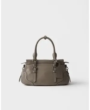 Prada Leather Tote Bag - Grey