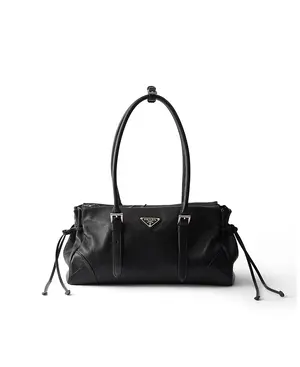 Prada Medium Antiqued Leather Tote Bag - Black