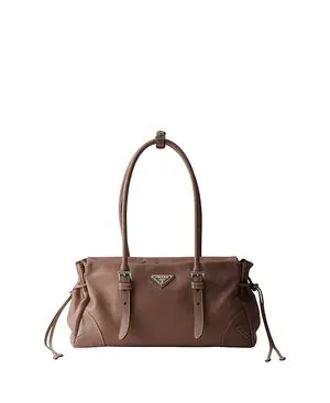 Prada Medium Antiqued Leather Tote Bag - Brown