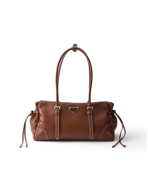 Prada Medium Antiqued Leather Tote Bag - Brown