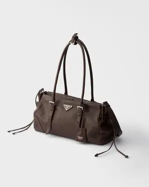 Prada Bonnie Medium Antiqued Leather Tote Bag - Dark Brown