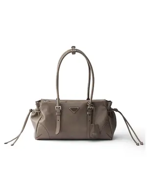 Prada Medium Antiqued Leather Tote Bag - Grey
