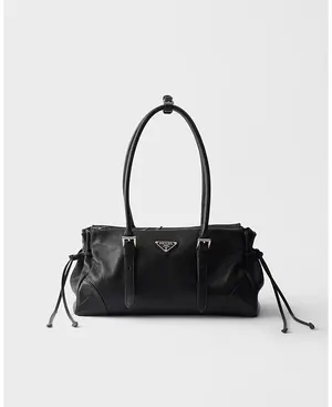 Prada Medium Antiqued Leather Tote Bag Matte Black