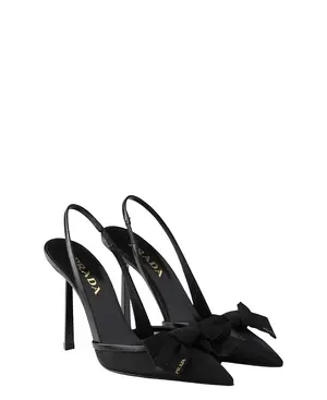 Prada Mesh Fabric Slingback Pumps - Black