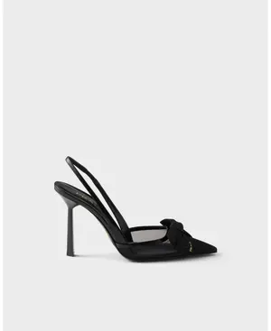 Prada Mesh Fabric Slingback Pumps - Black