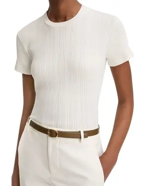 Vince Ribbed Knit Top - Bone