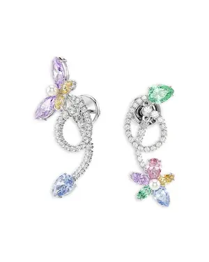 SWAROVSKI Ariana Grande X Dragonfly And Flower Asymmetrical Earrings Multicolored