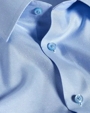 David Donahue Trim Fit Silk Blend Dot Dress Shirt - Sky