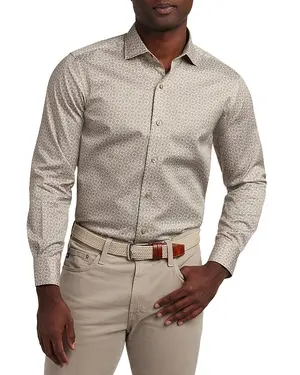 David Donahue Geometric Print Shirt - Dune