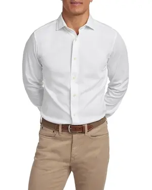 David Donahue Cotton Knit Shirt - White