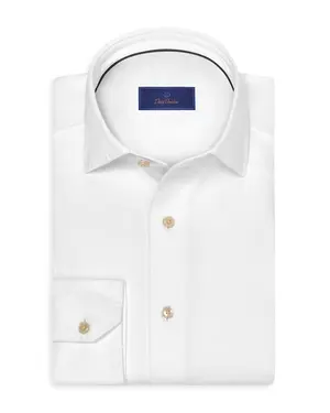 David Donahue Cotton Knit Shirt - White