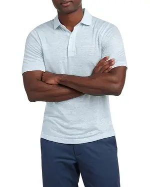 David Donahue Weekender Linen Polo Shirt - Sky