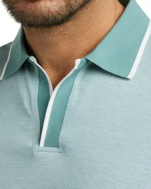 David Donahue Hemingway Cotton Silk Polo Shirt - Beach Glass