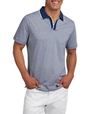 David Donahue Hemingway Cotton Silk Polo Shirt - Estate Blue