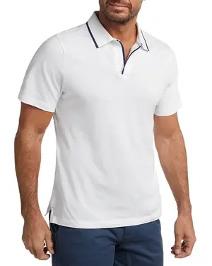 David Donahue Hemingway Cotton Silk Polo Shirt - White