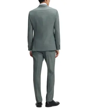 BOSS H Huge Textured Solid Slim Fit Suit - Open Green