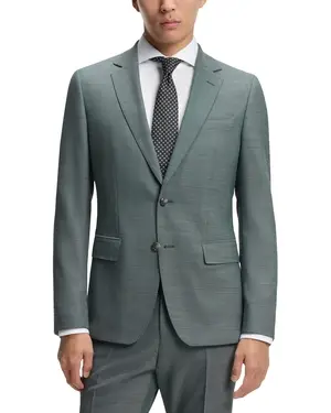 BOSS H Huge Textured Solid Slim Fit Suit - Open Green
