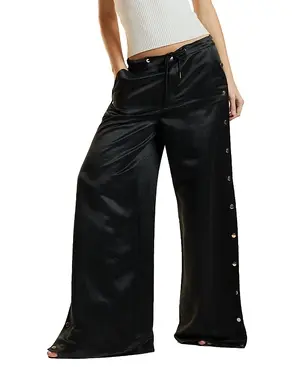 Cynthia Rowley Wide Leg Snap Pants - Black