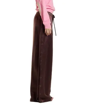 Cynthia Rowley Wide Leg Snap Pants - Brown