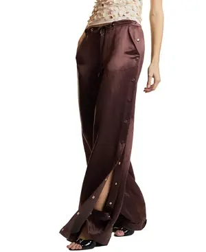 Cynthia Rowley Wide Leg Snap Pants - Brown