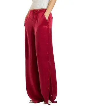 Cynthia Rowley Wide Leg Snap Pants - Red