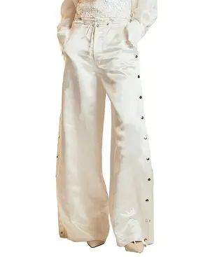 Cynthia Rowley Wide Leg Snap Pants - White