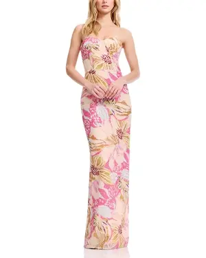 Dress The Population Strapless Sweetheart Bustier Sheath Gown