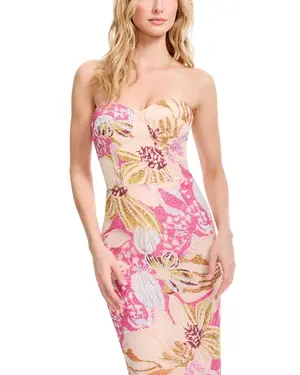 Dress The Population Strapless Sweetheart Bustier Sheath Gown