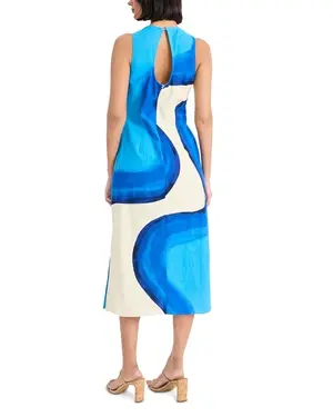 Maggy London Sleeveless Midi Dress - Cream/blue