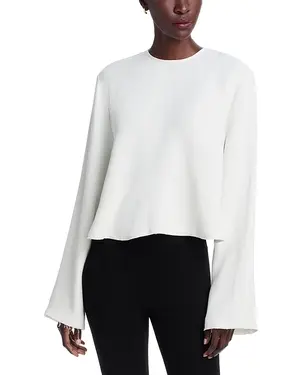 TOTEME Cropped Sable Blouse - Macadamia