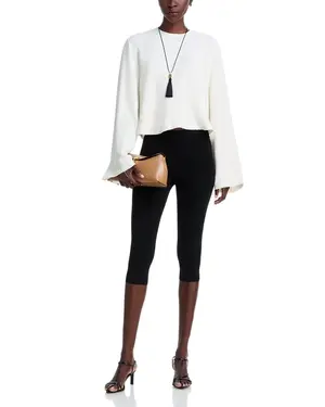 TOTEME Cropped Sable Blouse - Macadamia