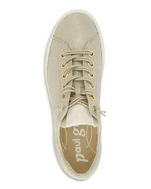 Paul Green Dixie Lace Up Sneakers - Shell Metallic Canvas
