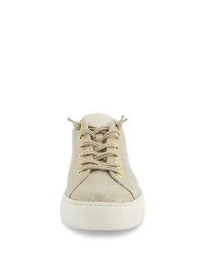 Paul Green Dixie Lace Up Sneakers - Shell Metallic Canvas