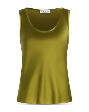 ARGENT Silk Tank Top - Pickle