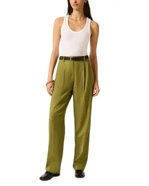 ARGENT Pleated Tapered Trousers - Pickle