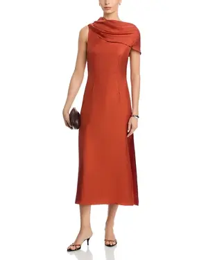 ARGENT Silk Funnel Neck Dress