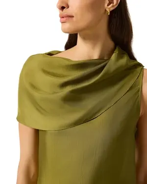 ARGENT Silk Funnel Neck Dress - Pickle