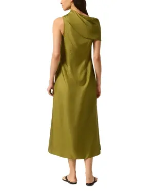 ARGENT Silk Funnel Neck Dress - Pickle