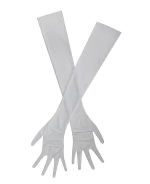 MISS CIRCLE NEW YORK Qira Mesh Opera-length Gloves - White