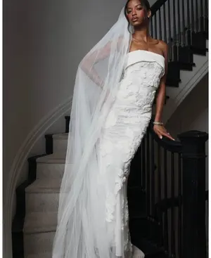 MISS CIRCLE NEW YORK Raphaela Floral Strapless Mermaid Wedding Dress