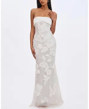 MISS CIRCLE NEW YORK Raphaela Floral Strapless Mermaid Wedding Dress